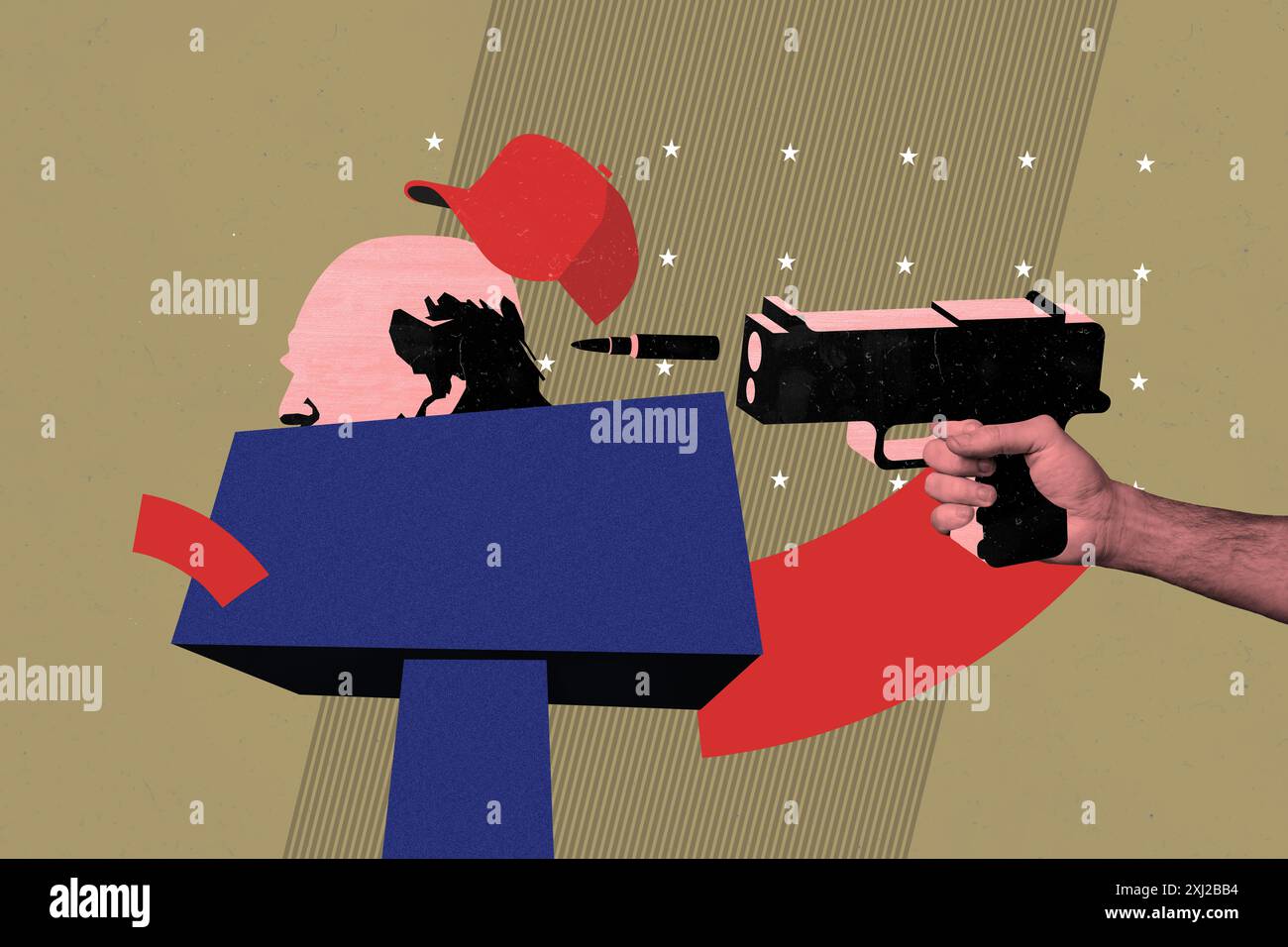 Creative picture drawing collage of incognito assassin aim with gun ...
