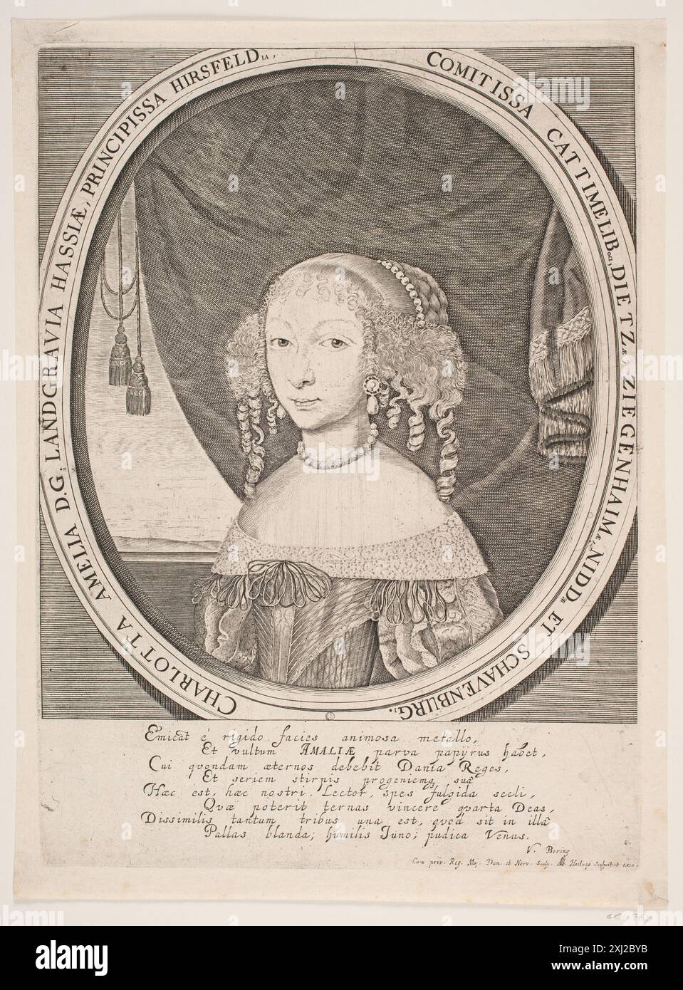 Copper engraving by Albert Haelwegh (1598–1673) depicting Charlotte ...