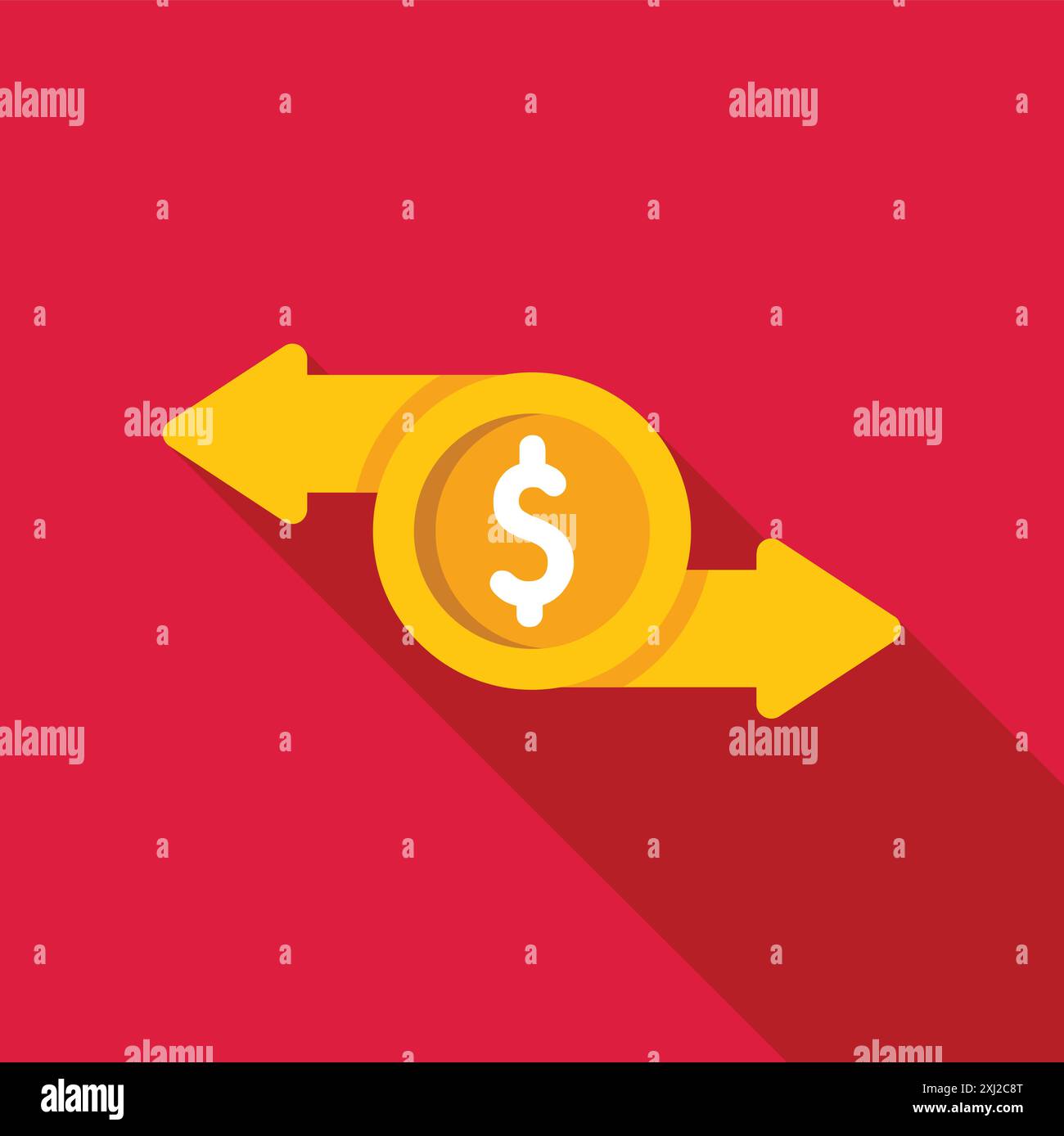 Money transfer concept with rotating arrows around dollar coin ...