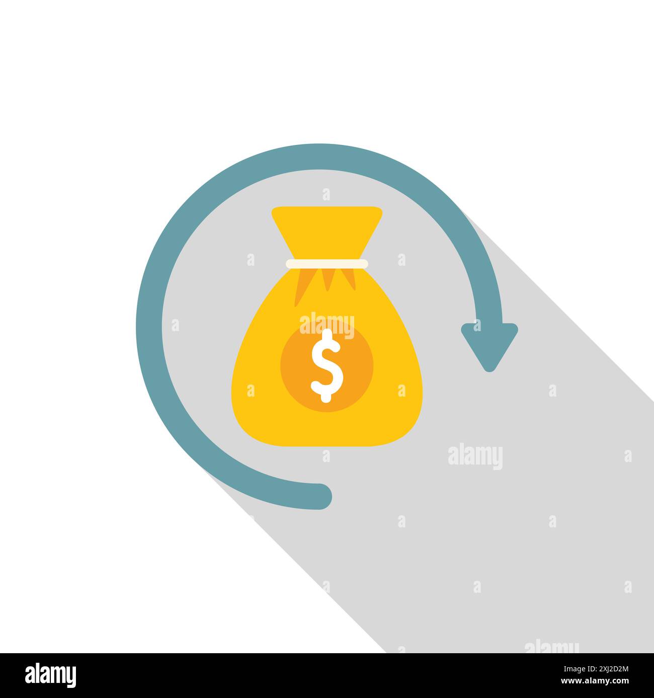Money bag with us dollar sign rotating inside circular arrow ...
