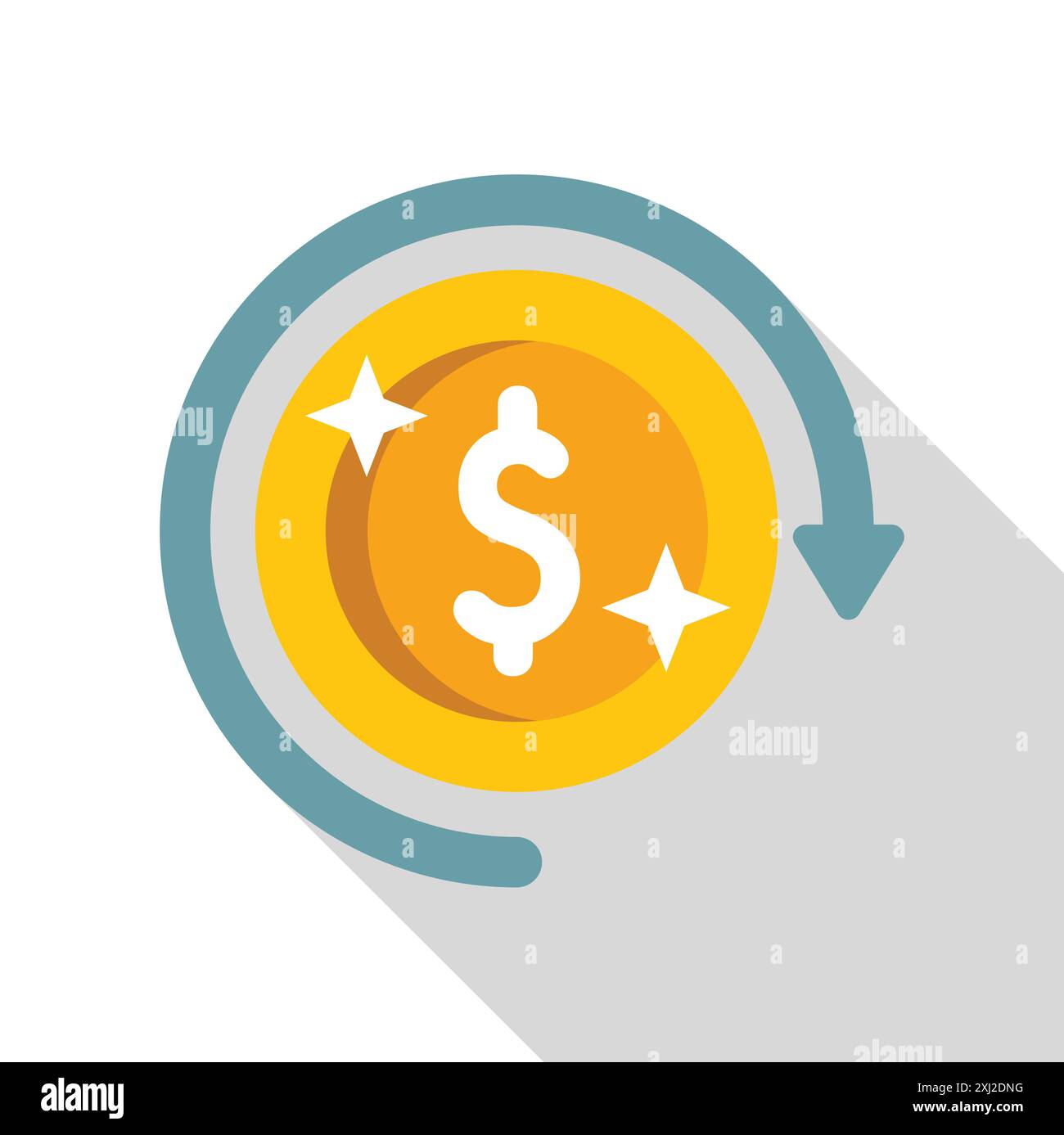 Money turnover concept with glowing dollar coin and rotating arrow on ...