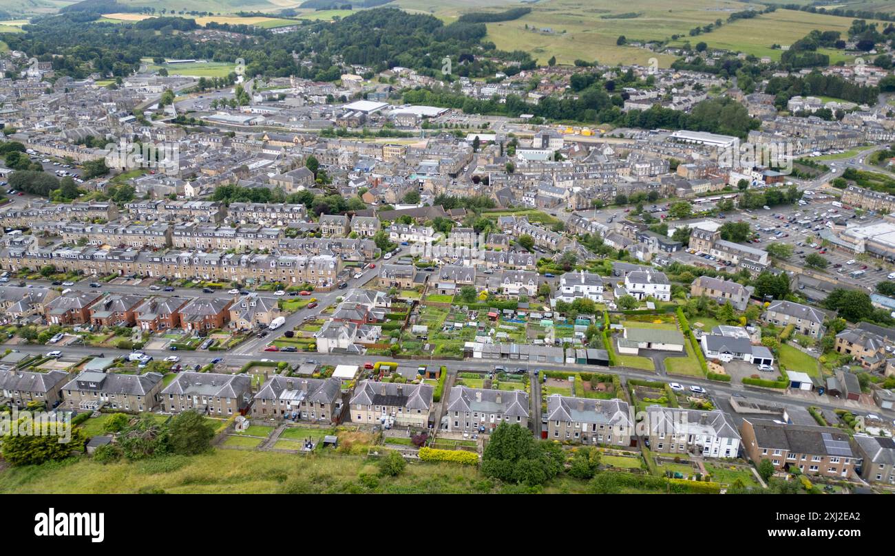 Aerial view of Hawick a town in the Scottish Borders, Scotland, UK ...