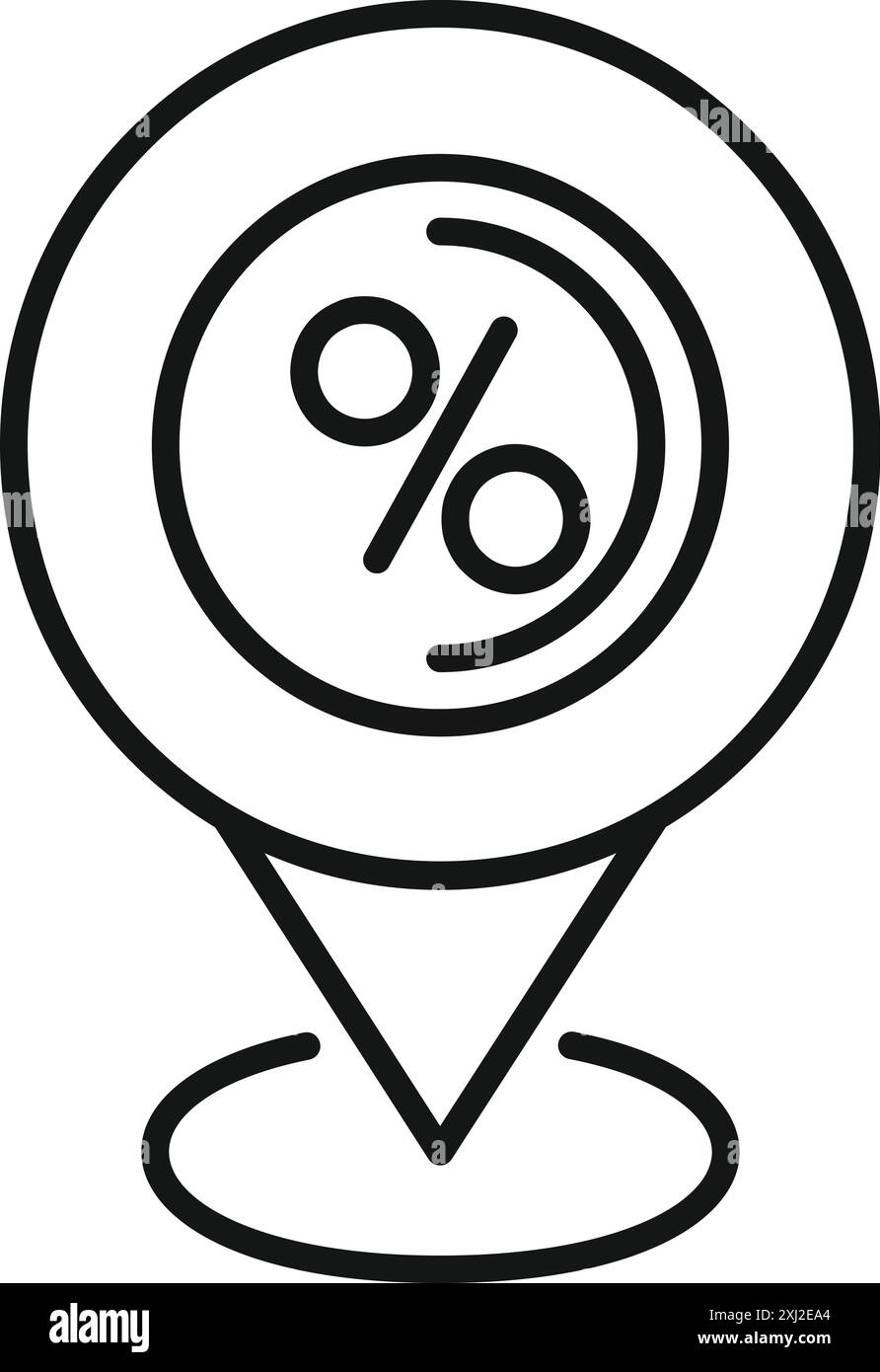 Location pin pointing a discount percentage symbol, for retail and ...