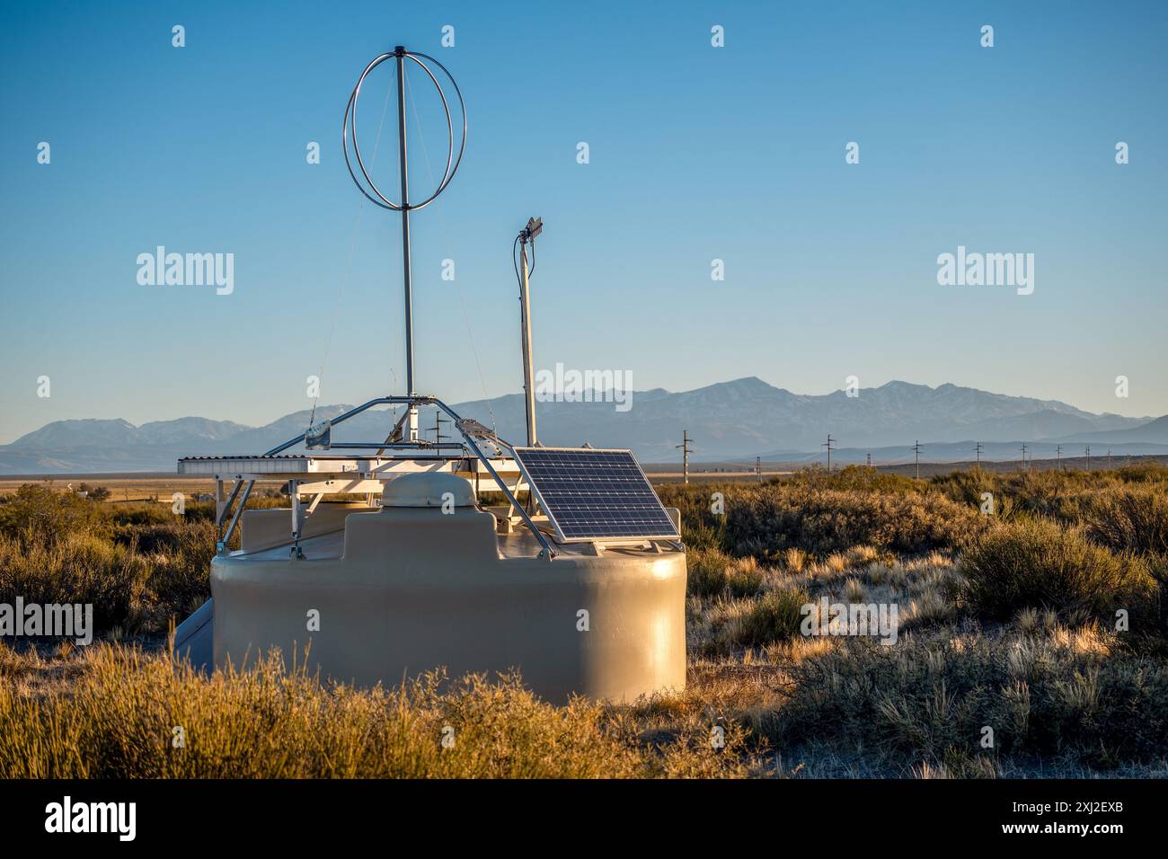 One of the detectors of the Pierre Auger observatory is seen close up ...