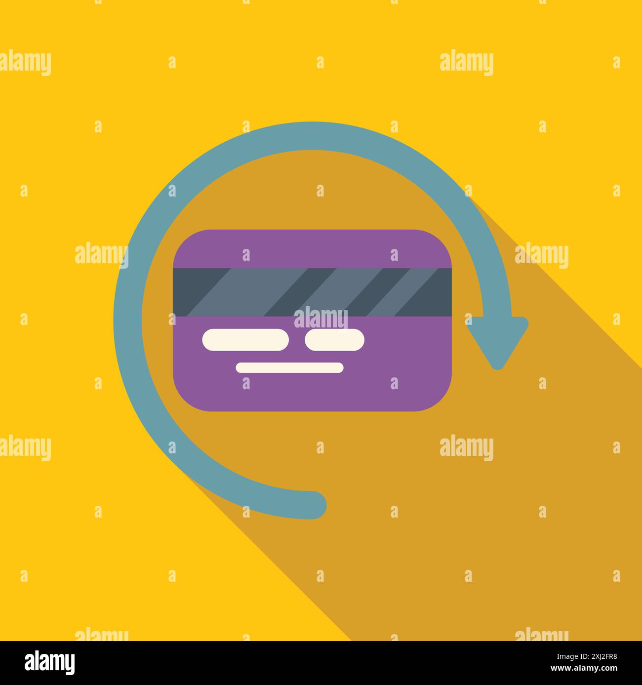 Illustration of a purple credit card with a circular arrow symbolizing ...