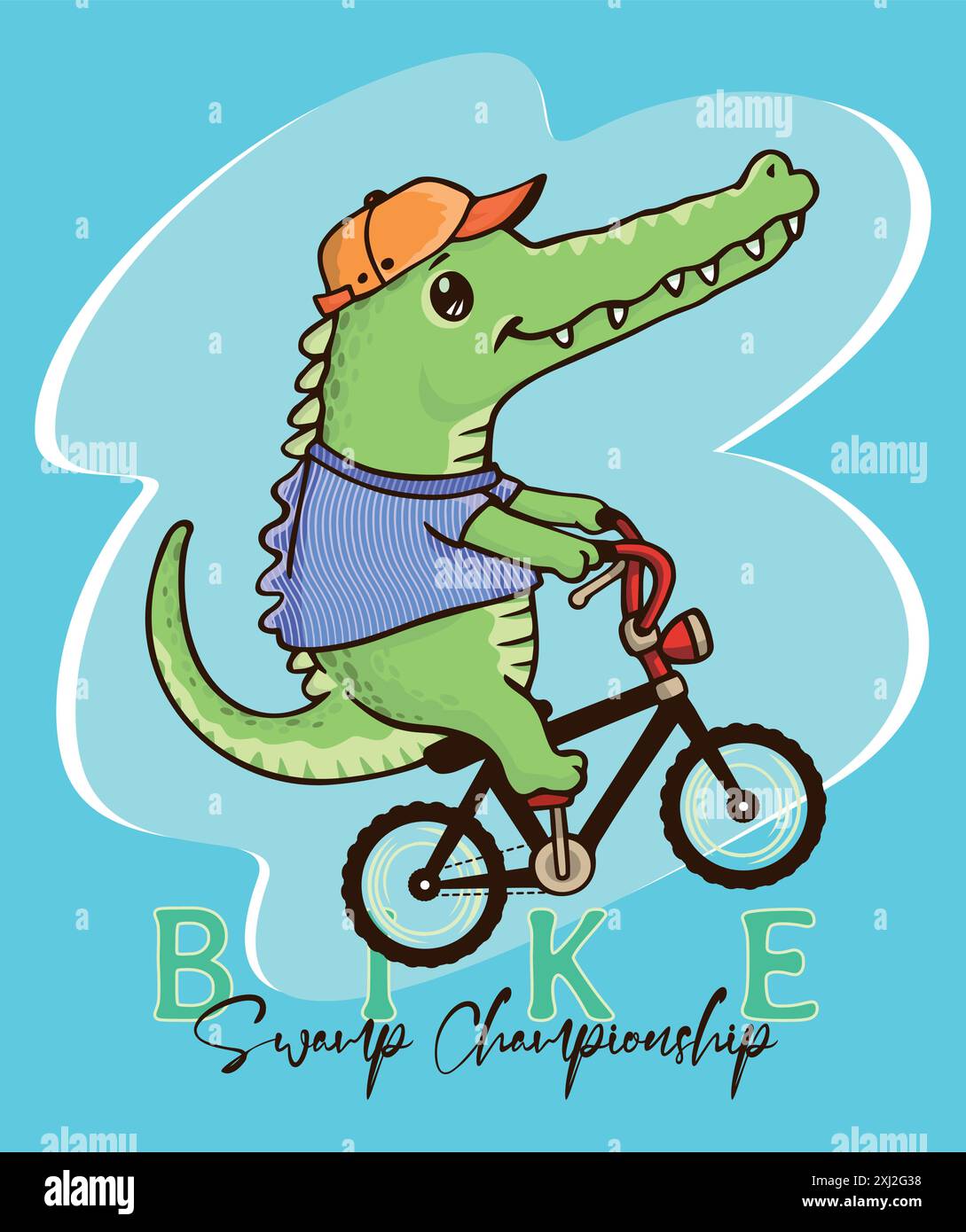 Illustration of alligator riding a bicycle. Children's style art Stock ...
