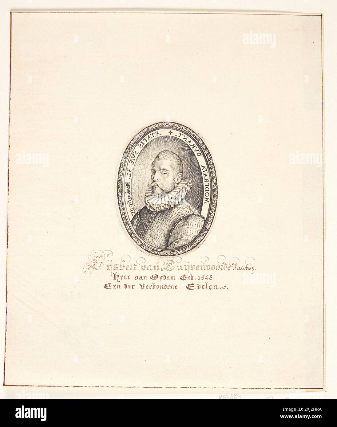 Copper engraving of a man with a mustache, facing left, created by ...