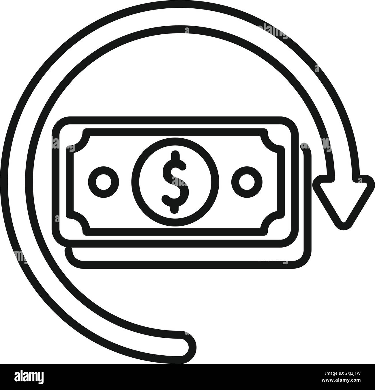 Line art icon representing the concept of money turnover, illustrating ...