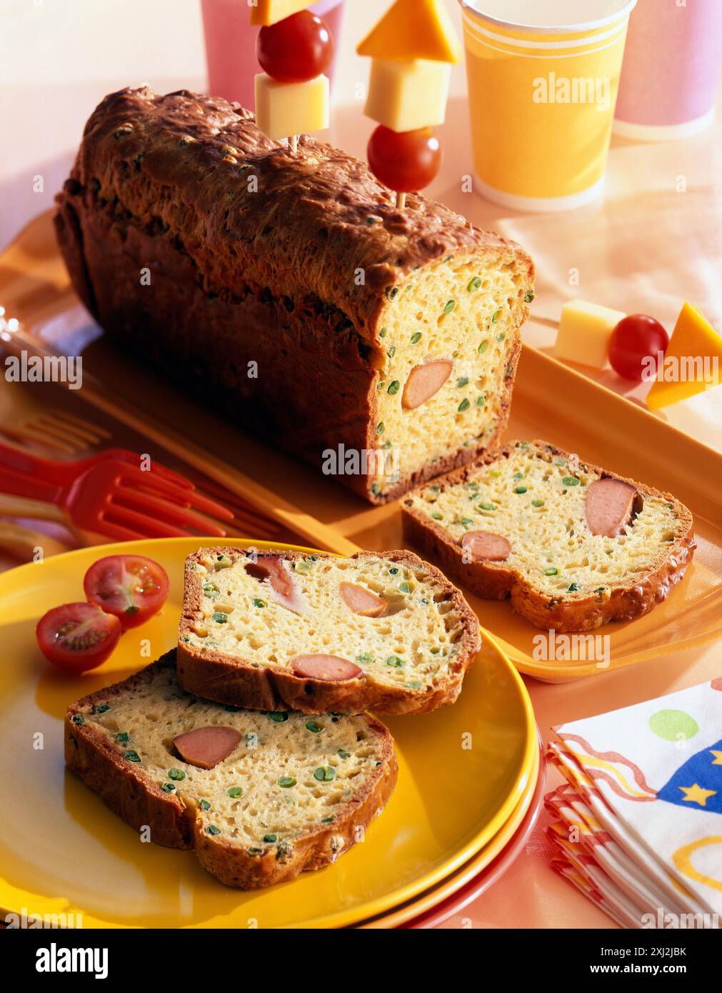 Surprise savoury loaf cake Stock Photo - Alamy
