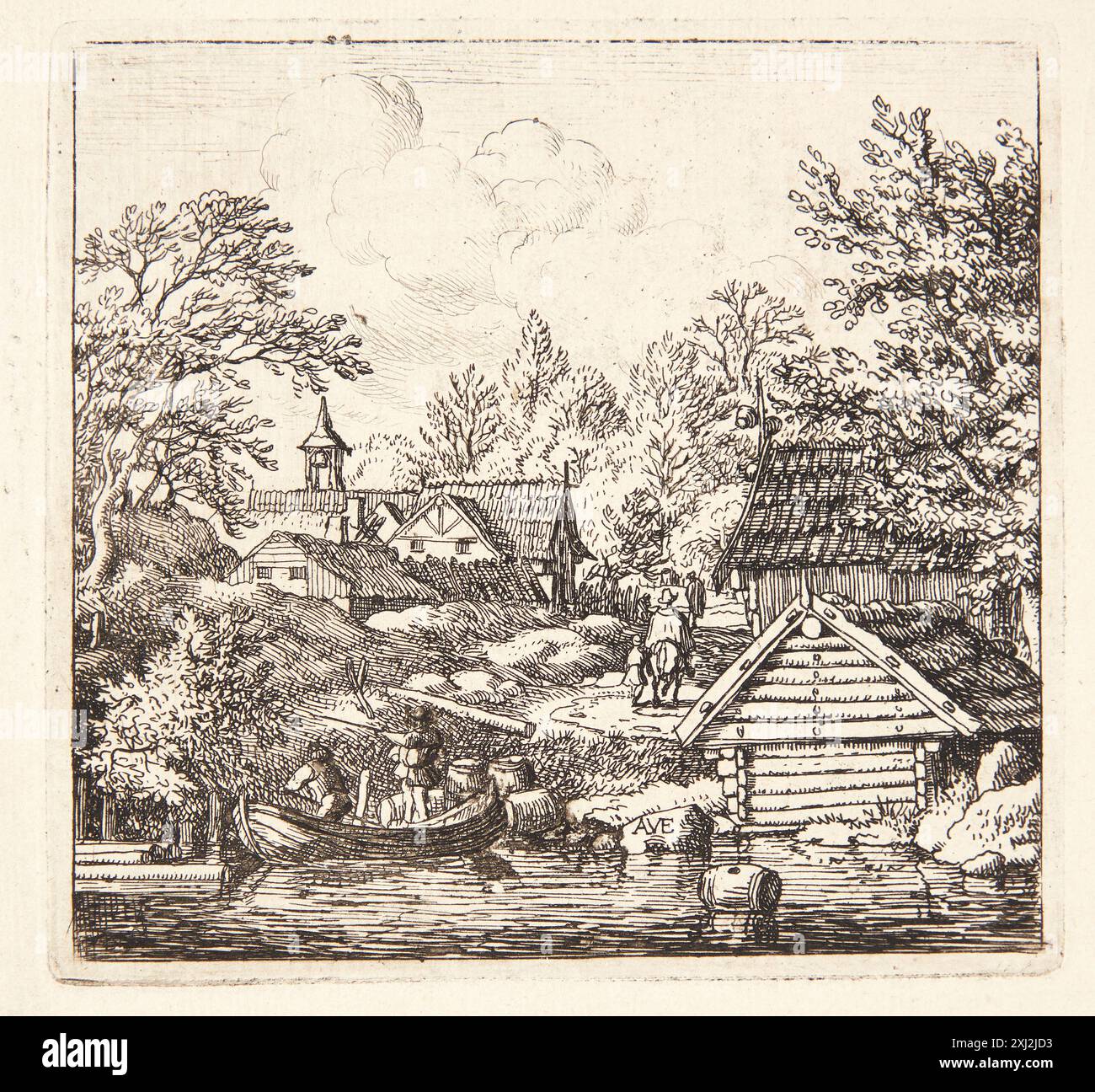 Unloading a barge Everdingen, Allaert van 1621 - 1675 Etching, Print ...