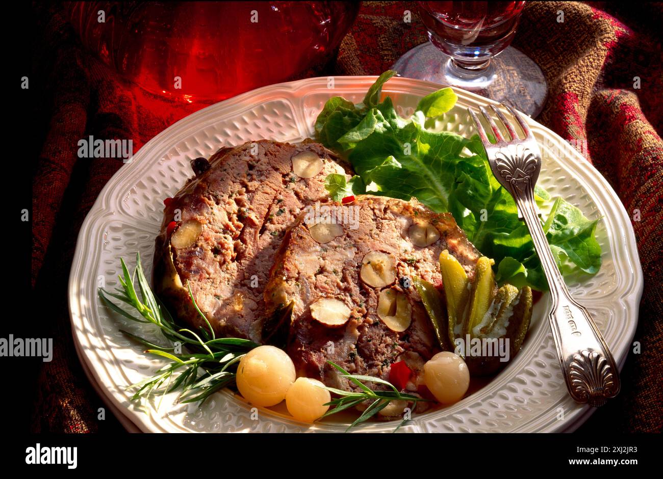 Wild boar and walnut terrine Stock Photo - Alamy