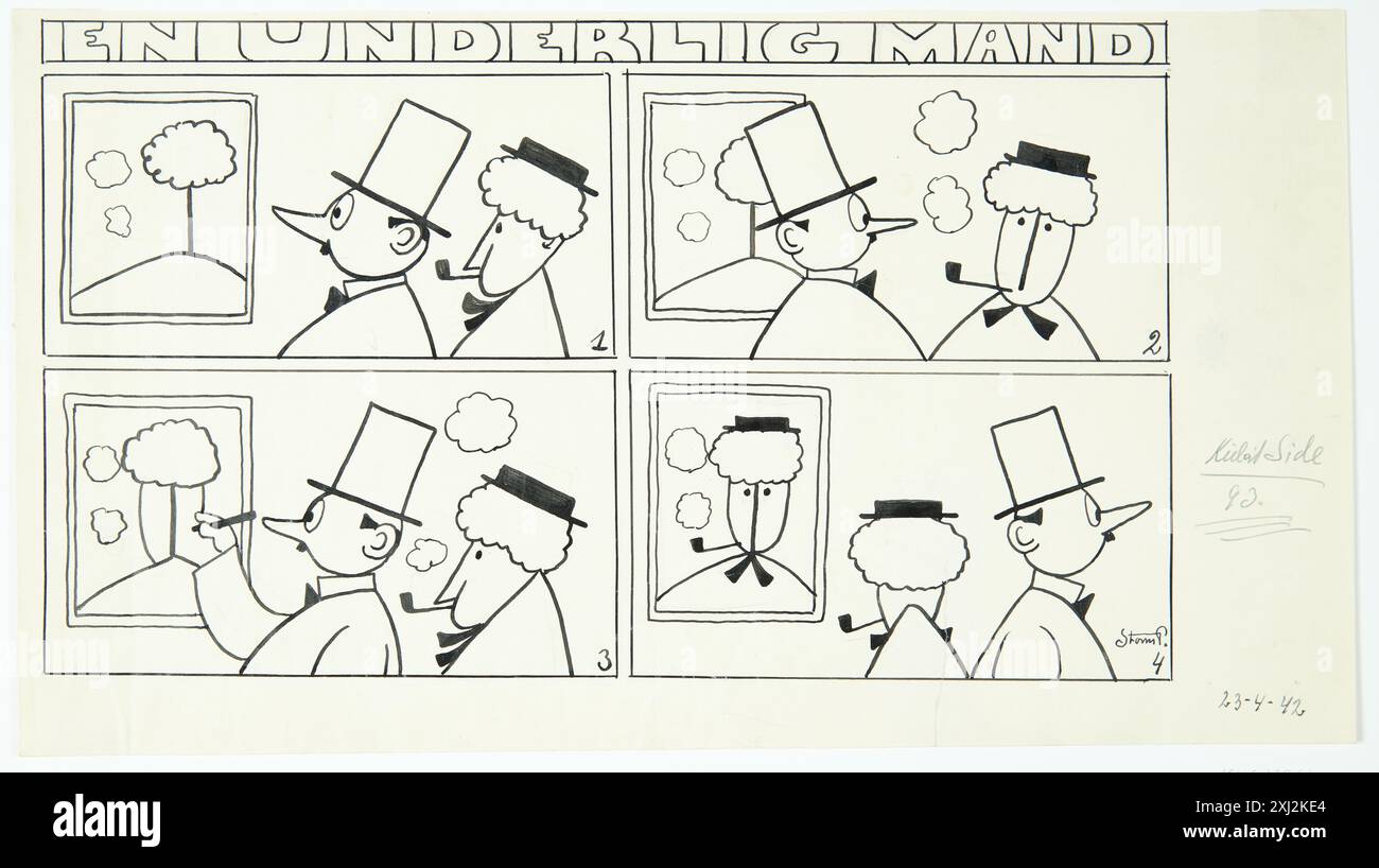 Drawing by Robert Storm Petersen (1882-1949) representing a sheet from ...