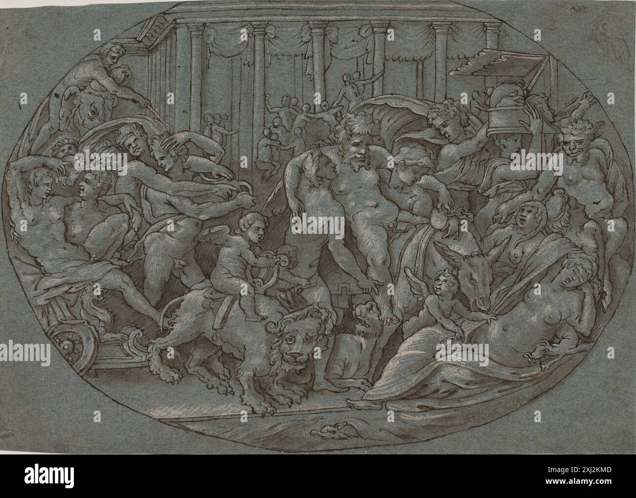 Drawing by Perino del Vaga illustrating the Triumph of Bacchus. The ...