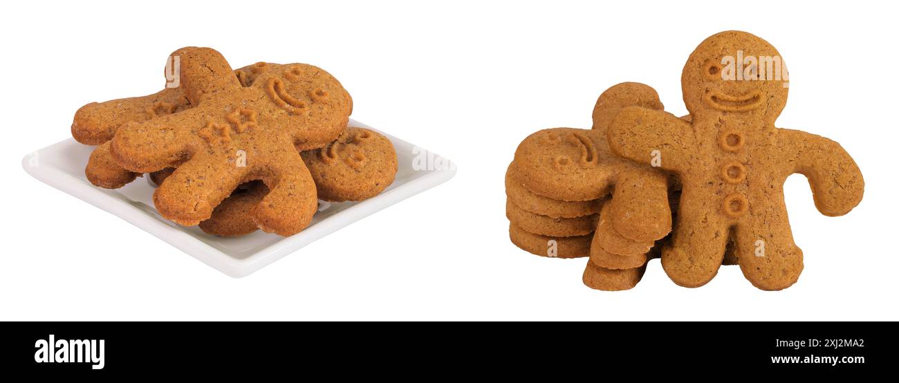 Gingerbread man in ceramic bowl isolated on white background Stock Photo - Alamy