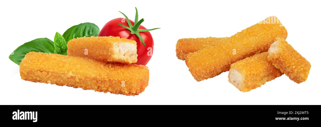 Fish finger or stick isolated on white background with full depth of ...