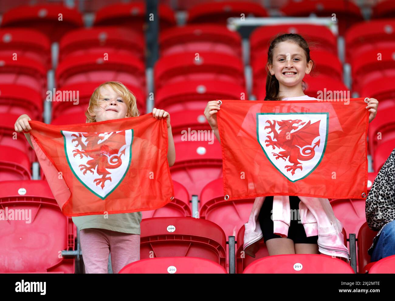 Wales fans in the stands ahead of the UEFA Women's Euro 2025 qualifying ...