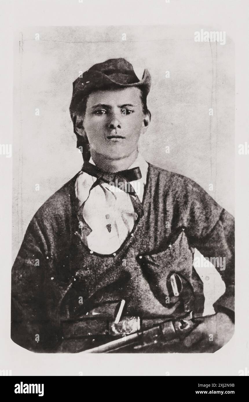 Wild West outlaw - Jesse James, half-length portrait, facing front ...