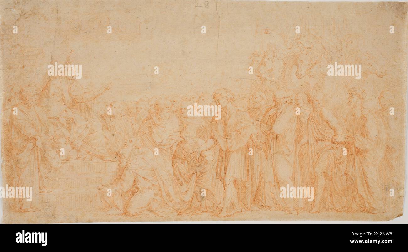 A pope enthroned receiving homage from a crowd Cesari, Giuseppe 1568 ...