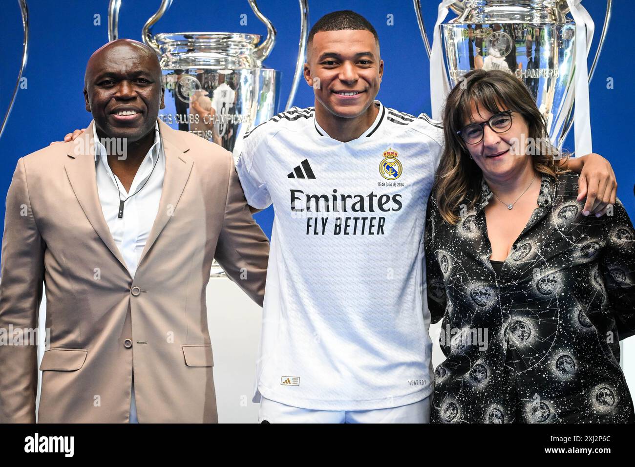 Madrid, France, Spain. 16th July, 2024. Wilfrid (Wilfried) MBAPPE father of Kylian MBAPPE, Fayza ...