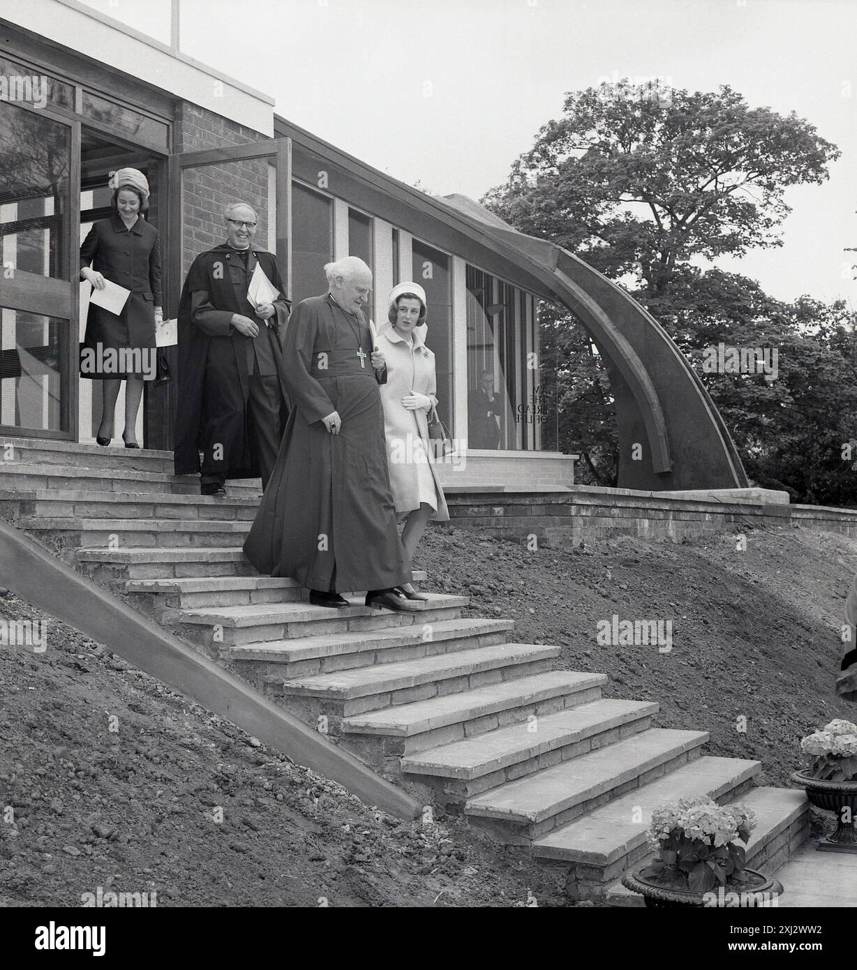1967, historical, Princess Alexandria leaving church with priest ...