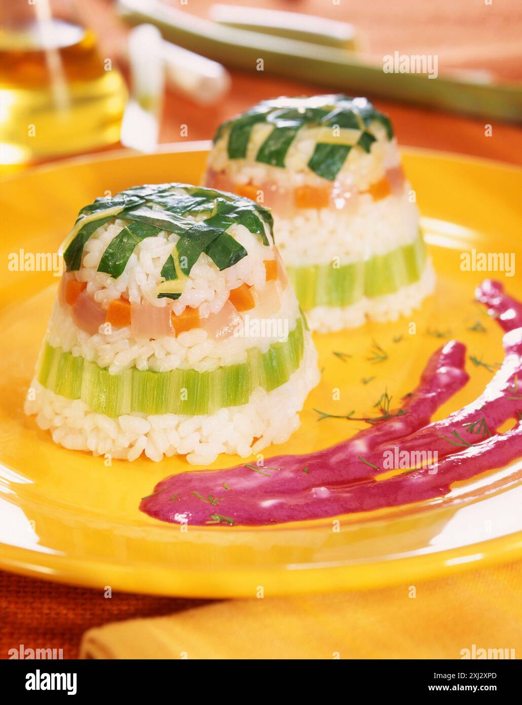 Rice and vegetable timbale Stock Photo - Alamy