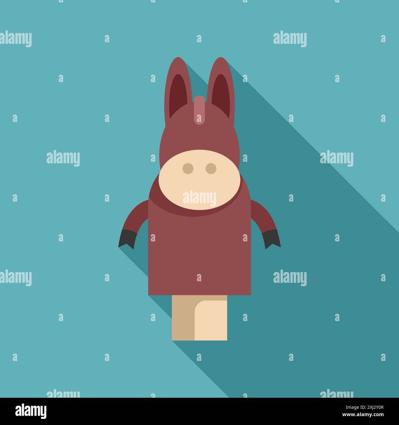 Cute cartoon donkey finger puppet posing on blue background Stock ...