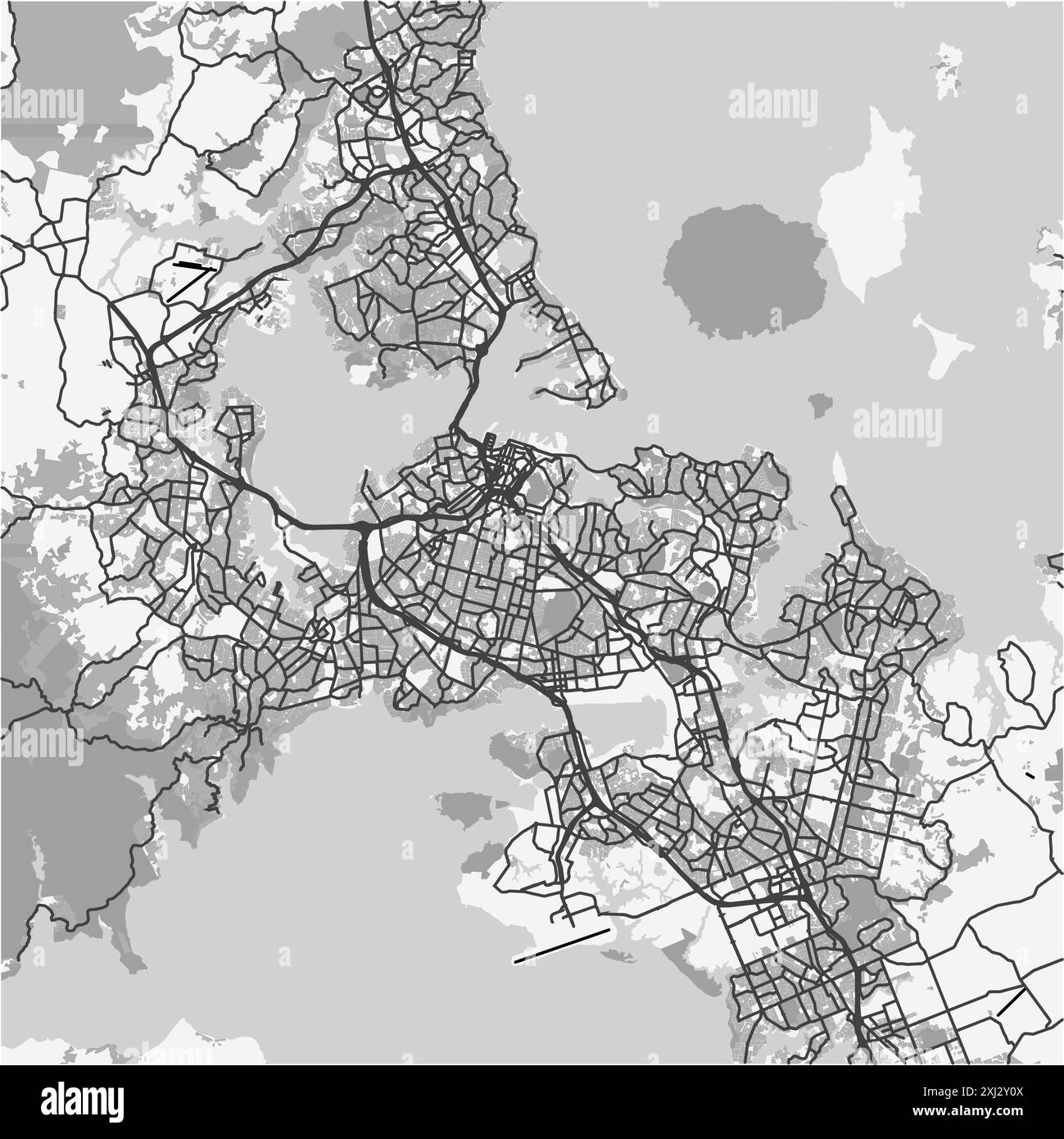 Map of Auckland in New Zealand in grayscale. Contains layered vector ...