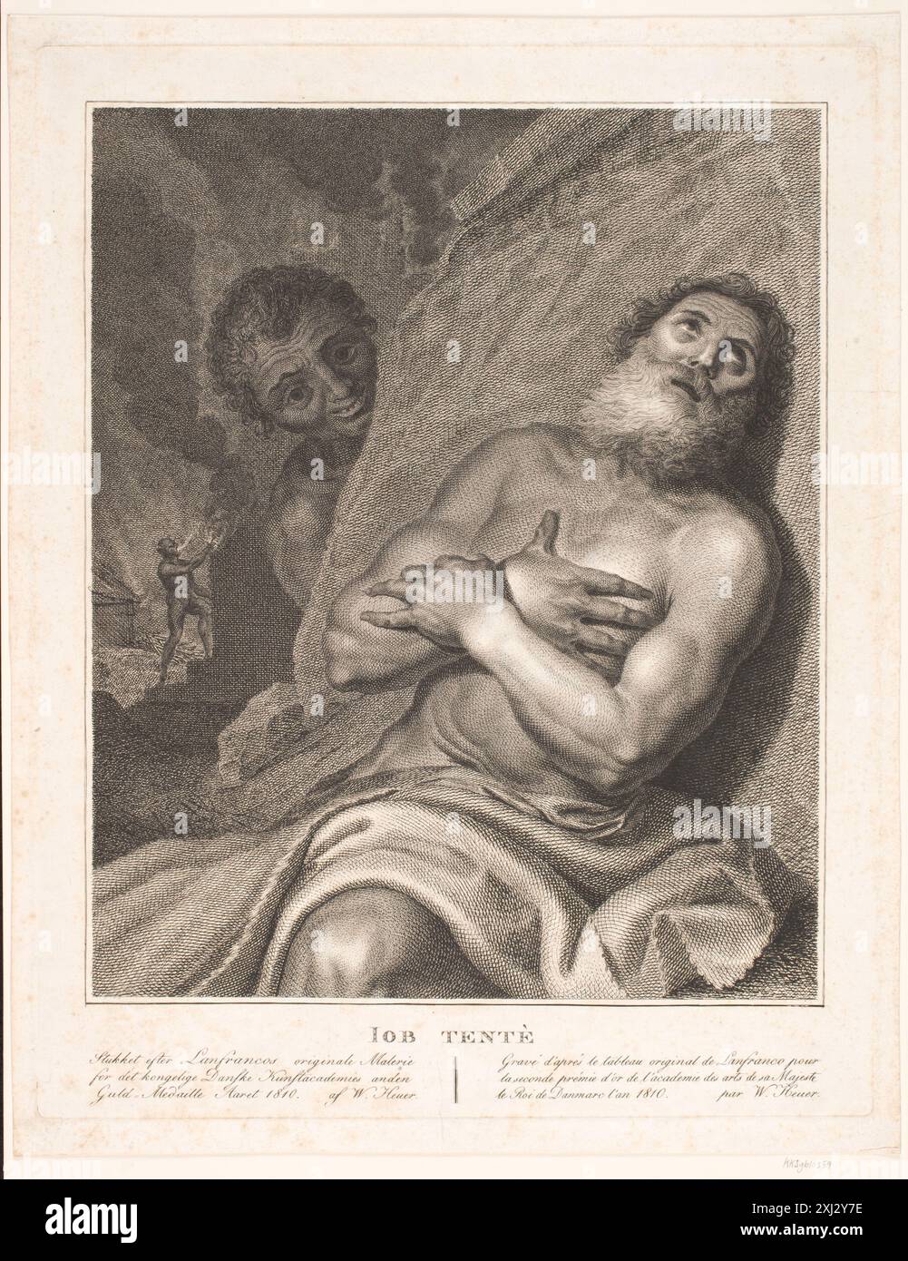Copper engraving of 'Job in Temptation' by Wilhelm Heuer and Giovanni ...