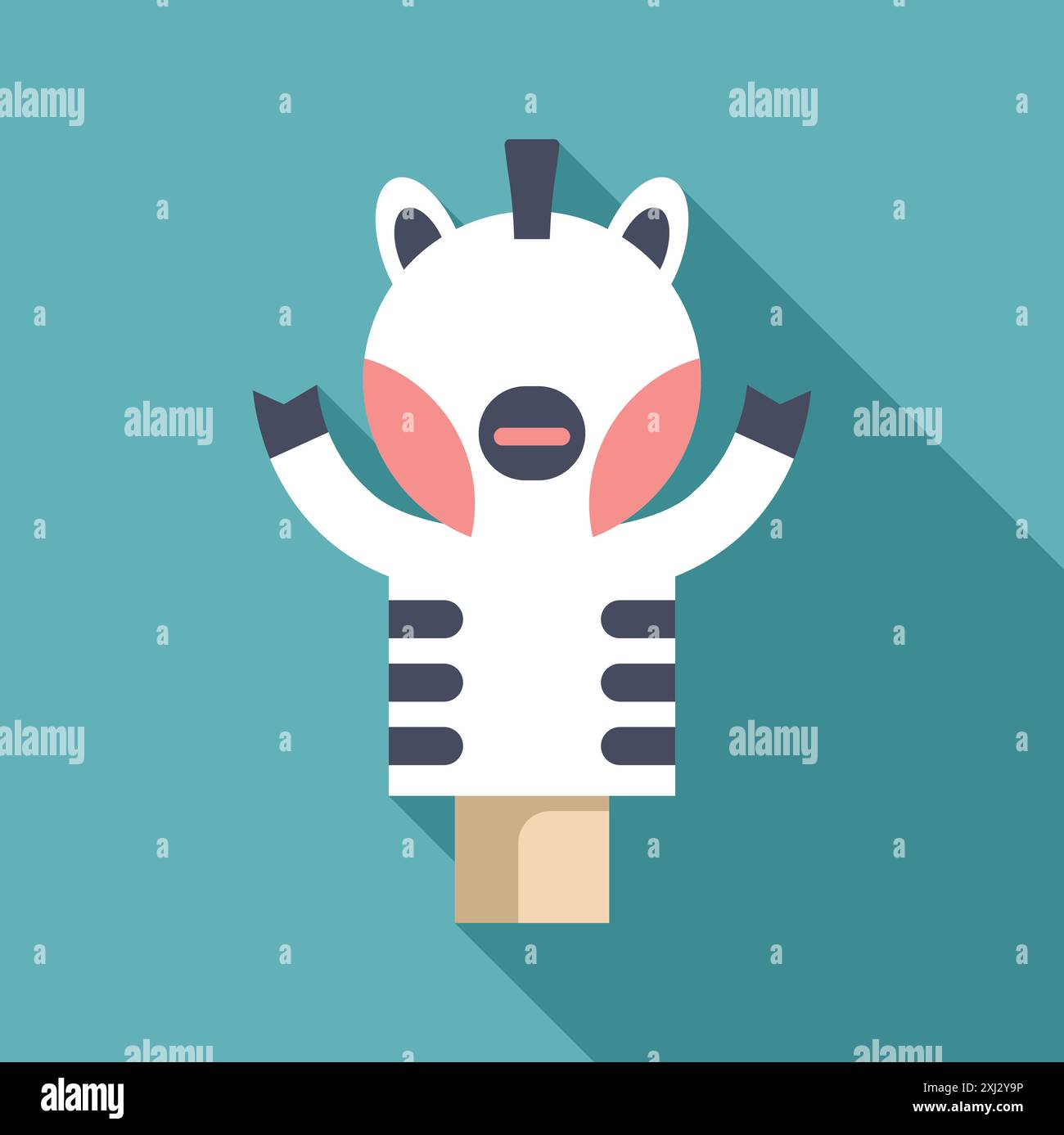 Cute zebra puppet character waving, perfect for children's ...