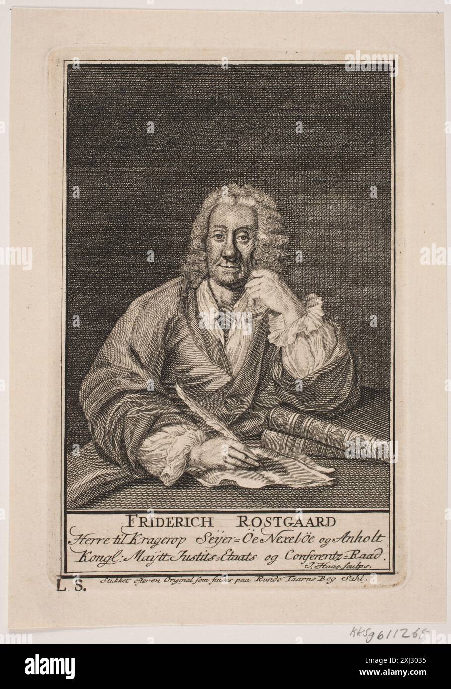 Copper engraving of Frederik Rostgaard by Jonas Haas, part of Danish ...