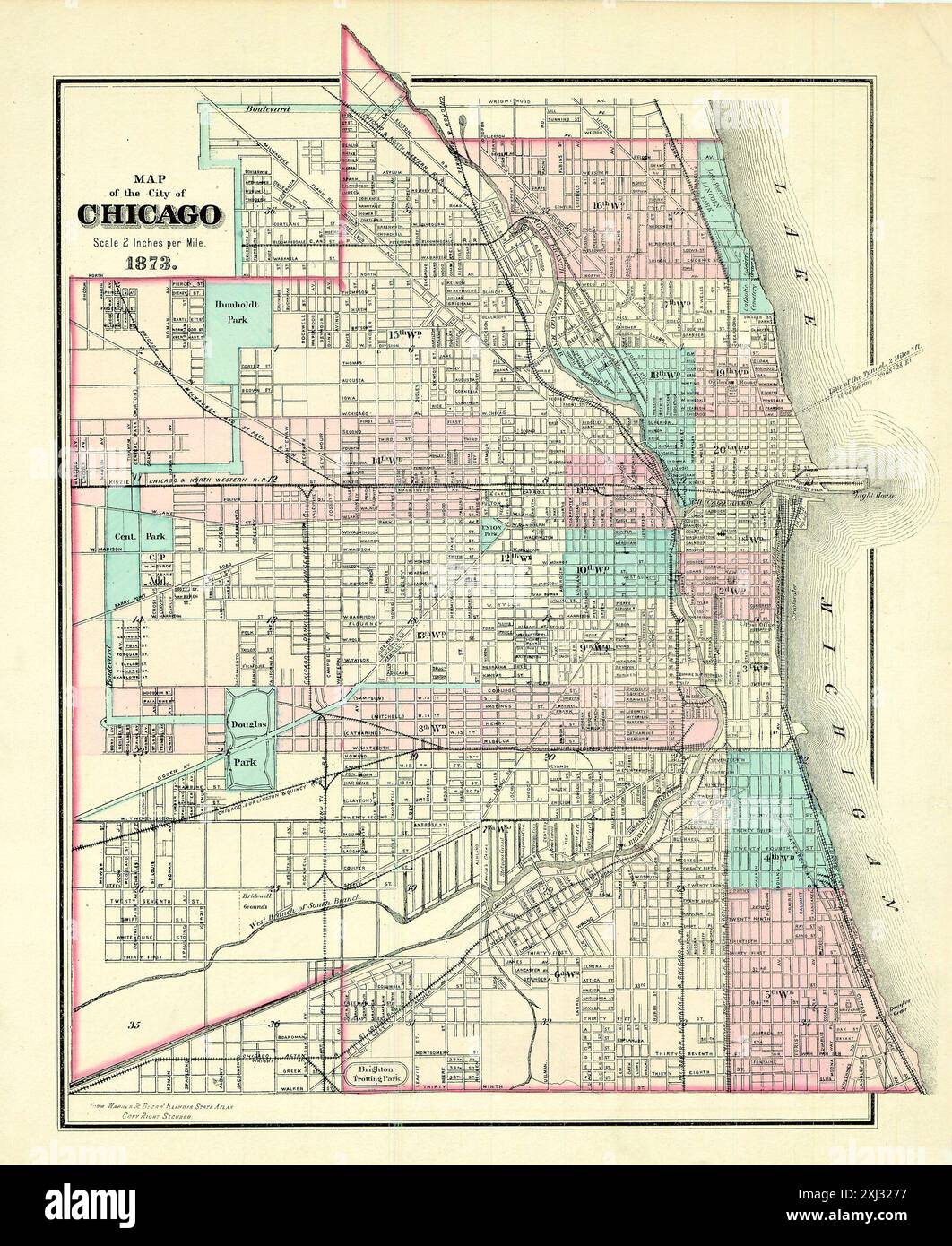 Vintage Street Map of Chicago, 1873 Stock Photo - Alamy