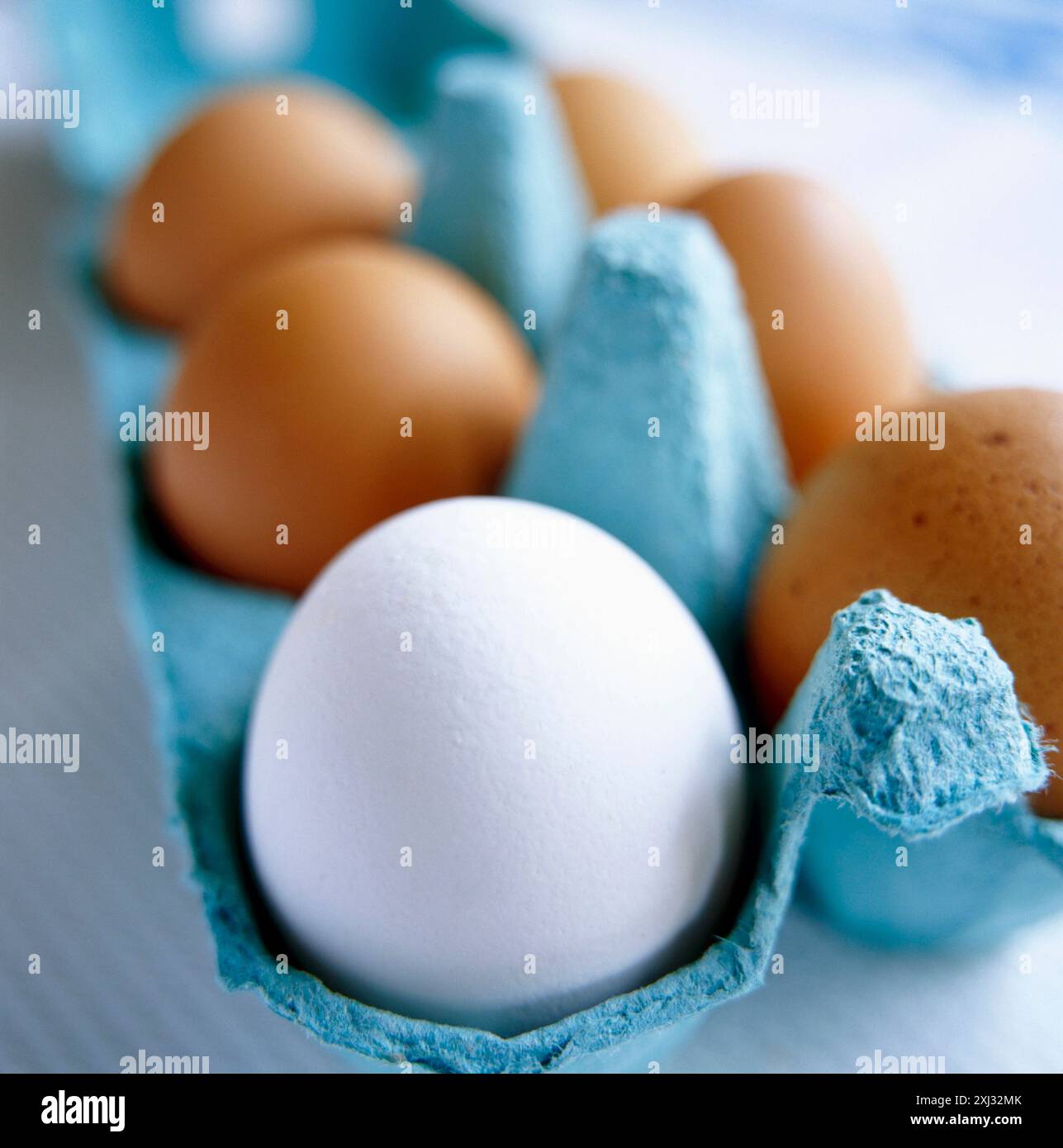 5 brown eggs and 1 white egg Stock Photo - Alamy