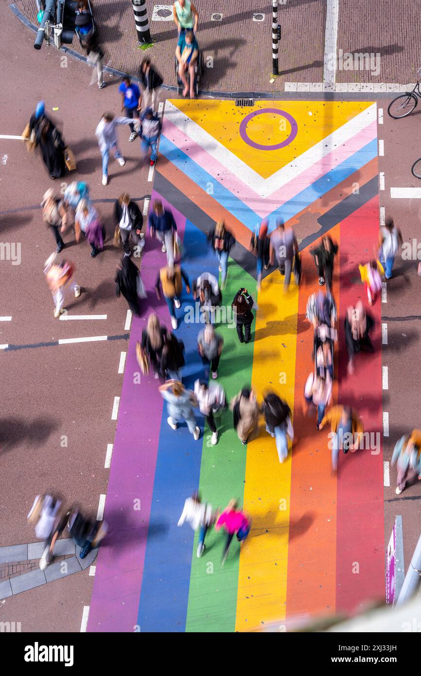 Pedestrian crossing, colourful design, pedestrians crossing a street ...