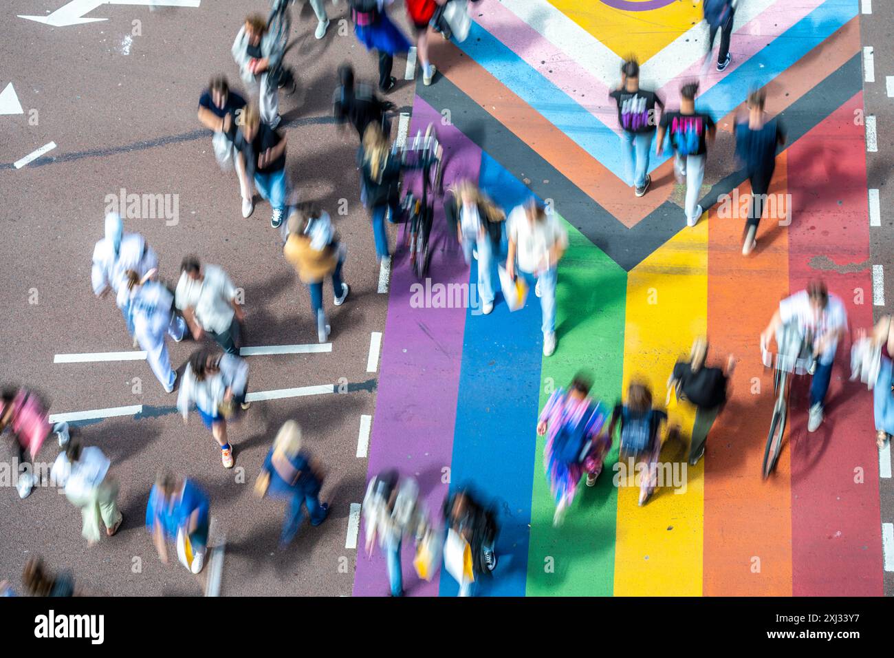 Pedestrian crossing, colourful design, pedestrians crossing a street ...