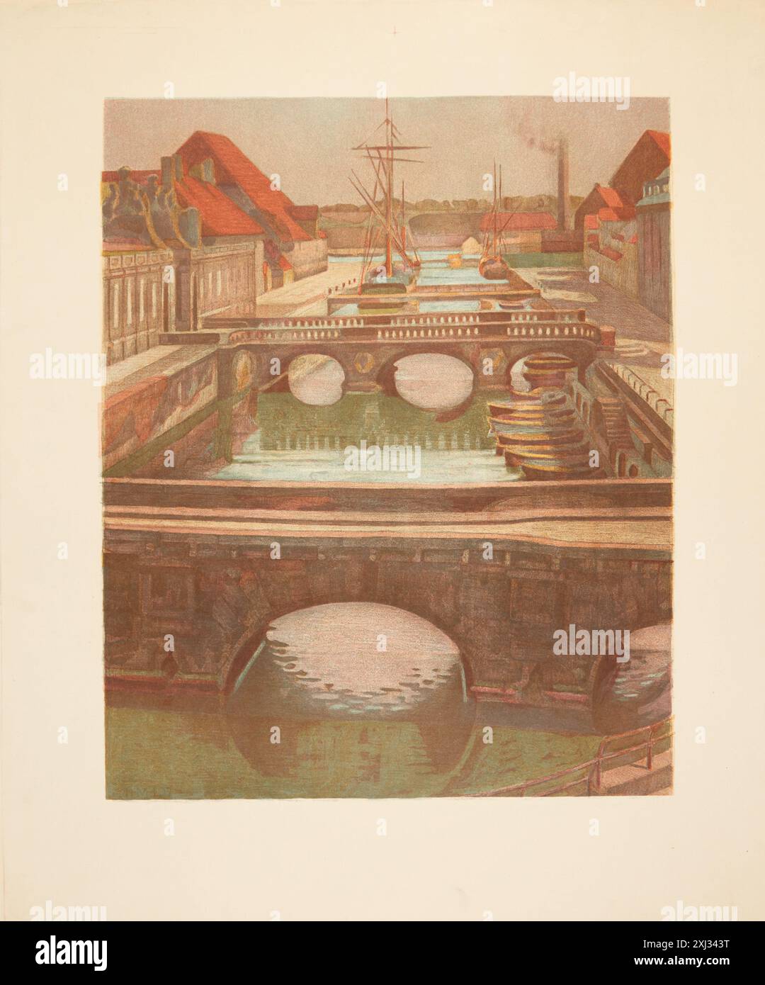 View from Nybrogade Henriques, Marie 1866 - 1944 Lithograph, Print Les ...
