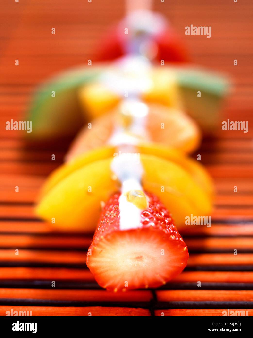 Fruit and vegetable brochette with Philadelphia cream Stock Photo - Alamy