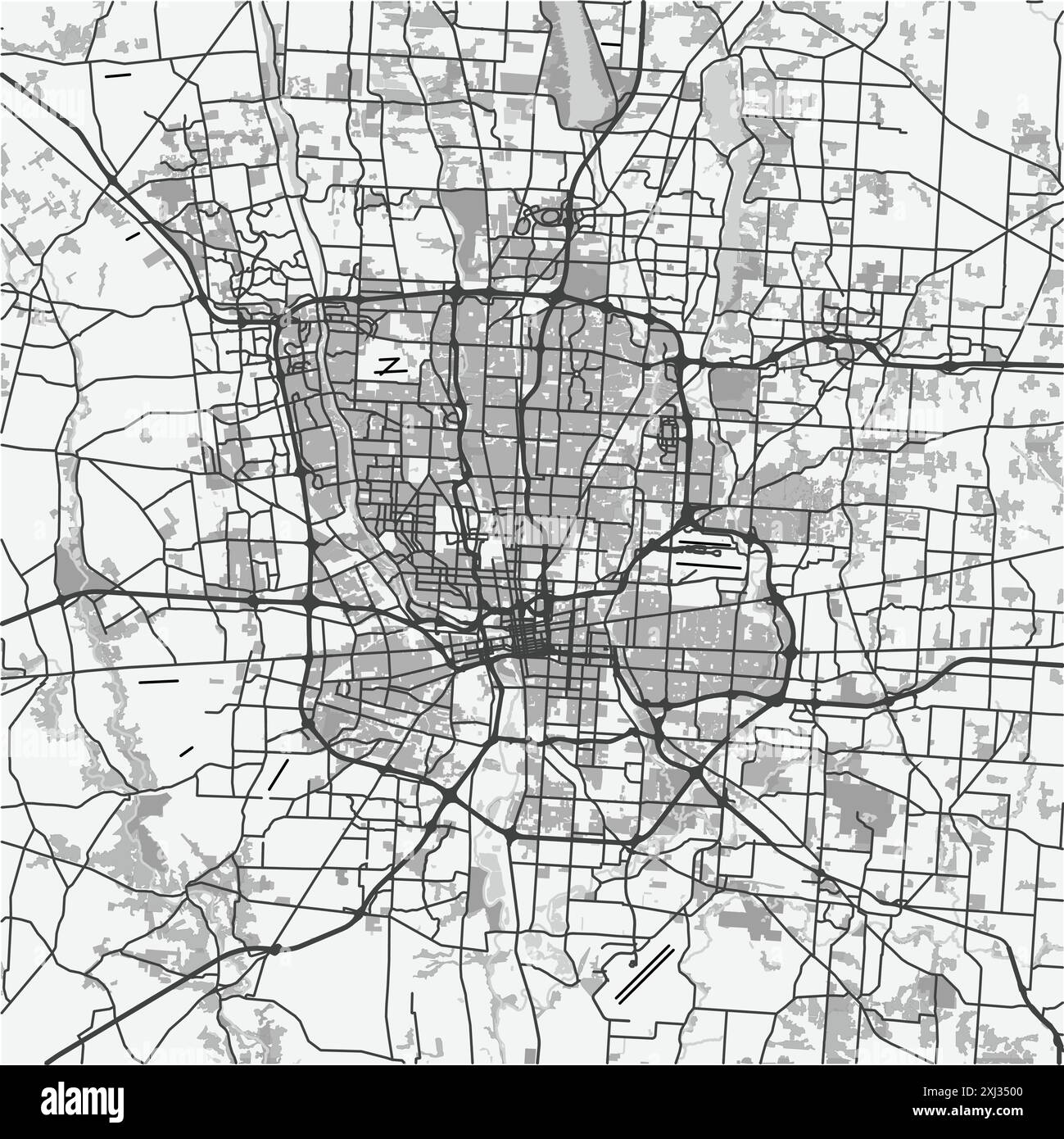 Map of Columbus in Ohio in grayscale. Contains layered vector with roads water, parks, etc Stock ...