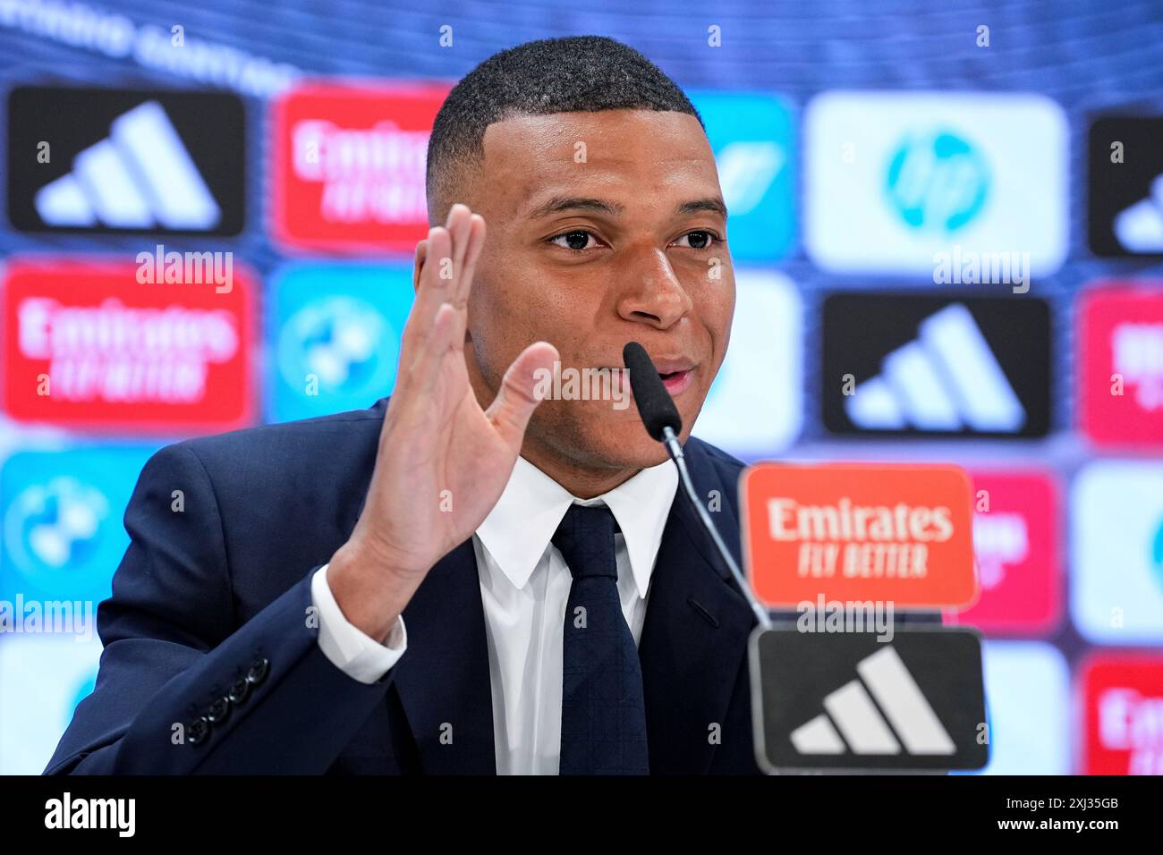 Kylian Mbappe attends his press conference during his presentation as ...