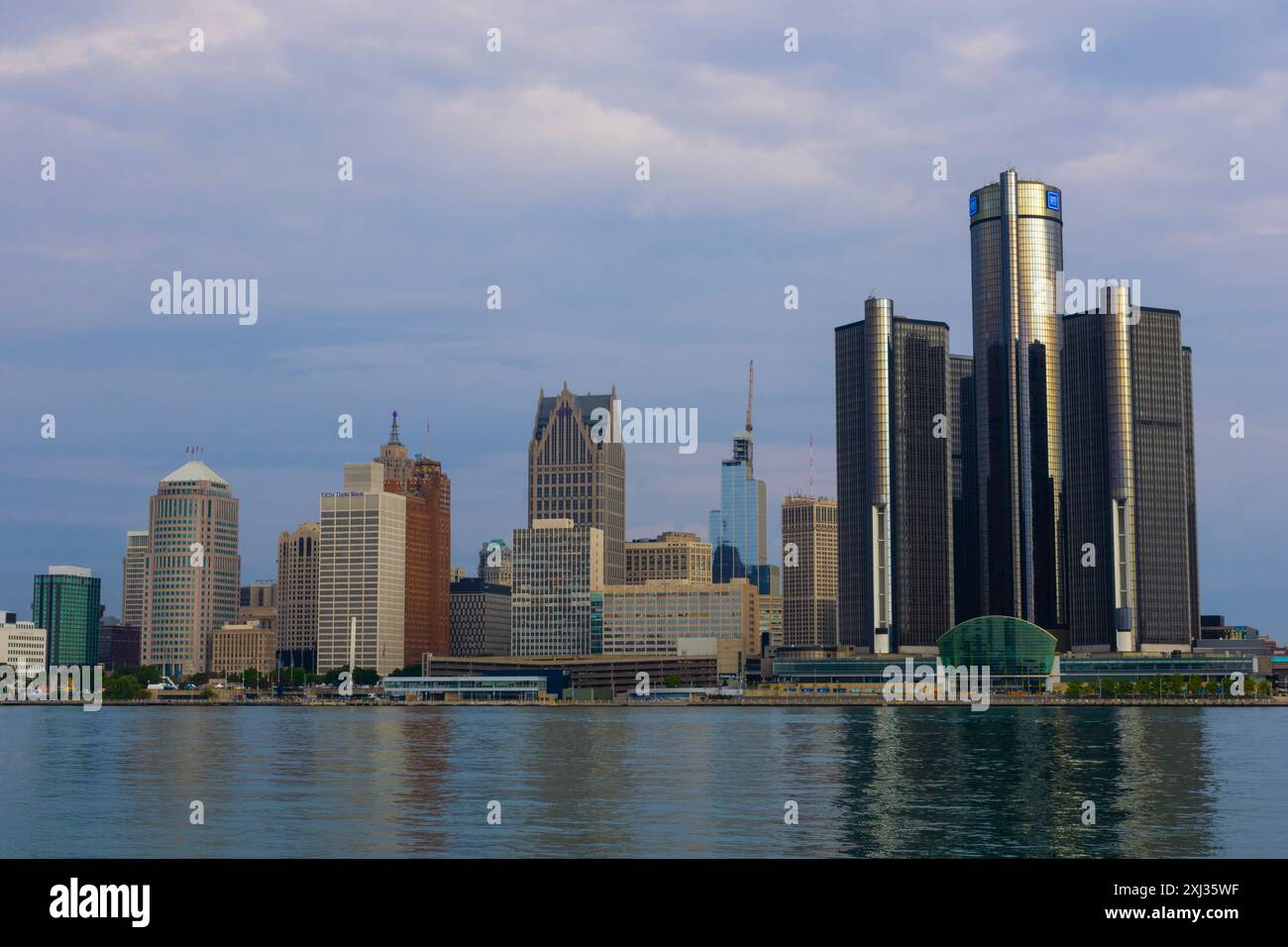 Detroit - July 12, 2024: Detroit Downtown skyline waterfront including ...