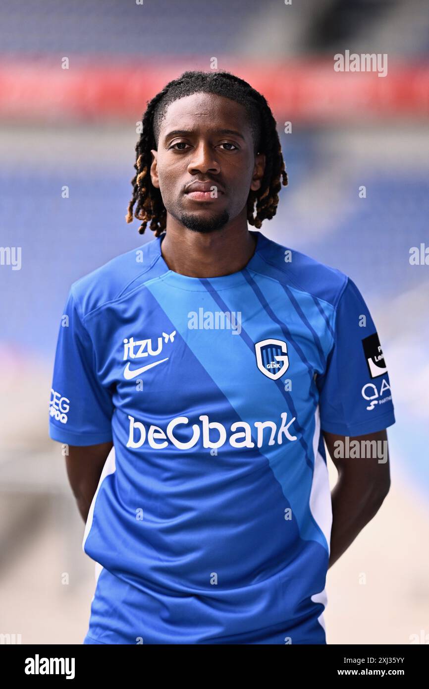 Genk, Belgium. 16th July, 2024. Genk's Joris Kayembe poses for a ...