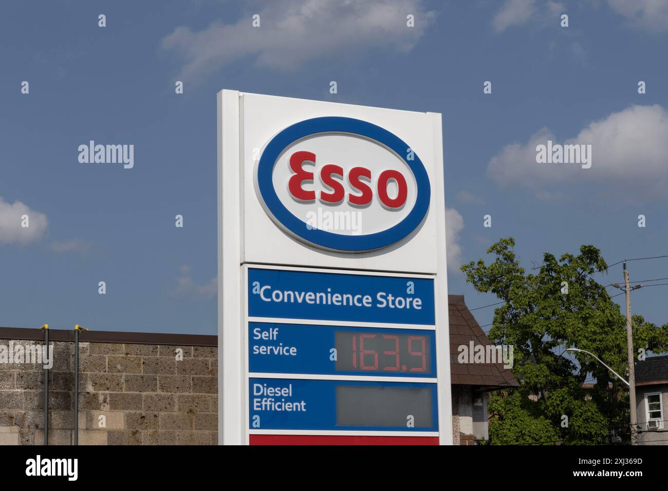 Windsor, ONT - July, 12 2024: Esso brand gasoline, petrol and convenience station. The Esso name ...