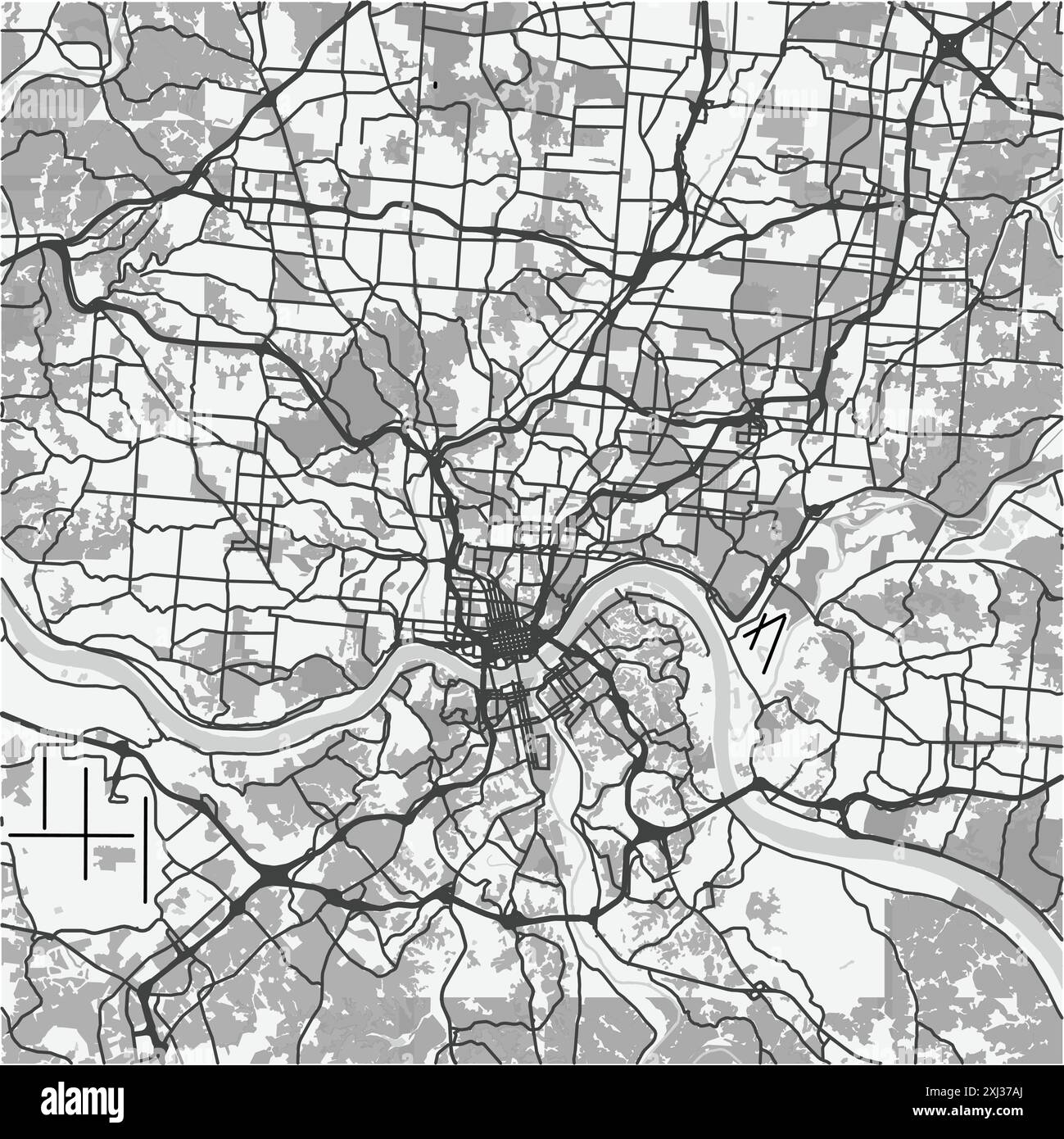 Map of cincinnati ohio Black and White Stock Photos & Images - Alamy