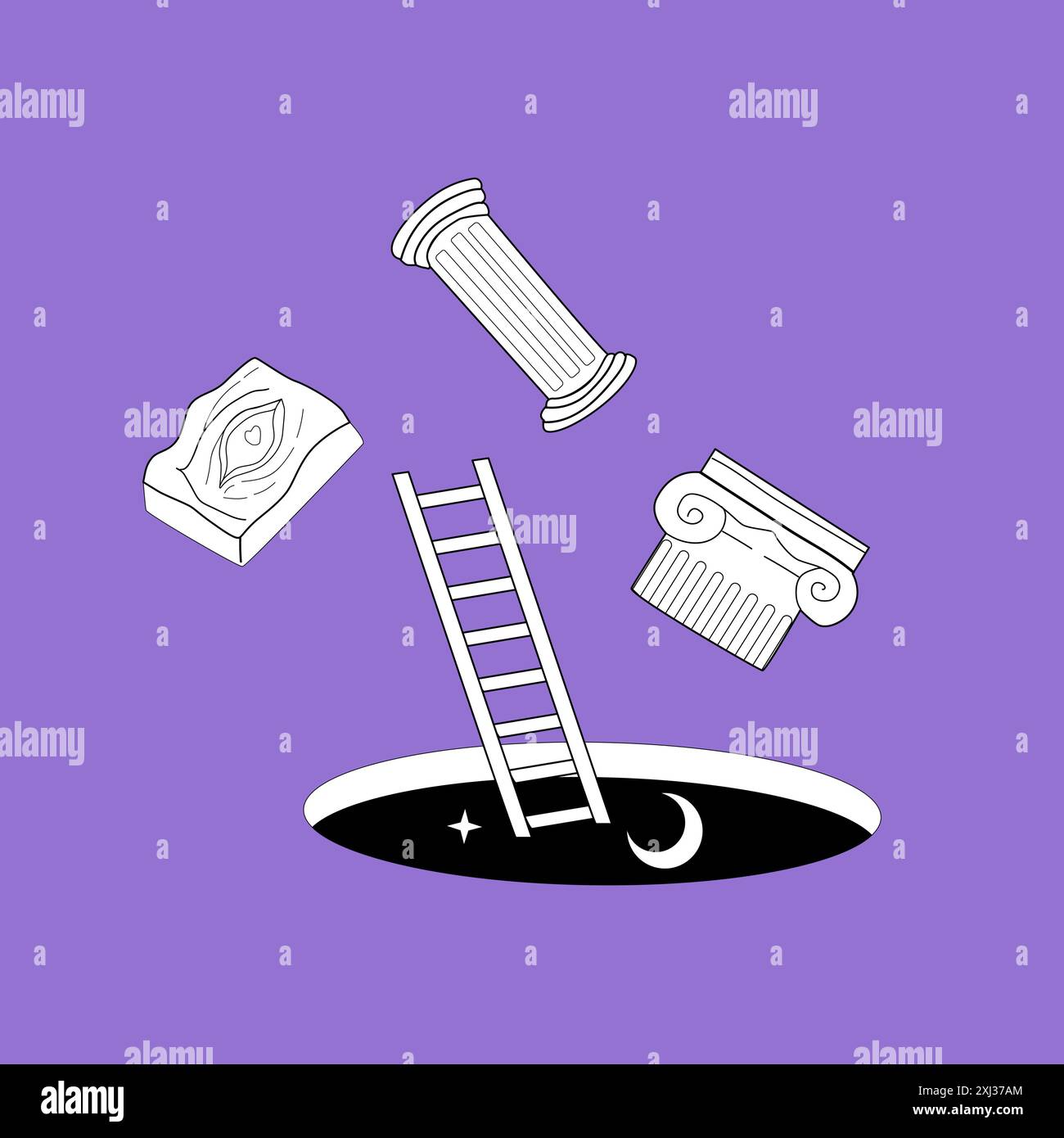 Surrealism elements poster or cover design with abstract greek ancient ...