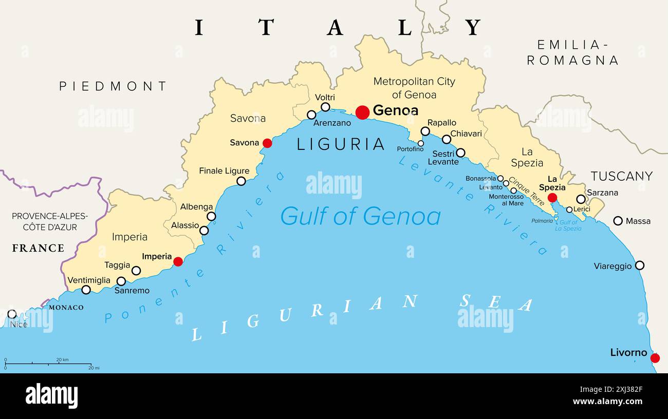 Liguria Riviera Ponente Cartina 1.100+ Riviera Di Ponente Foto Stock,