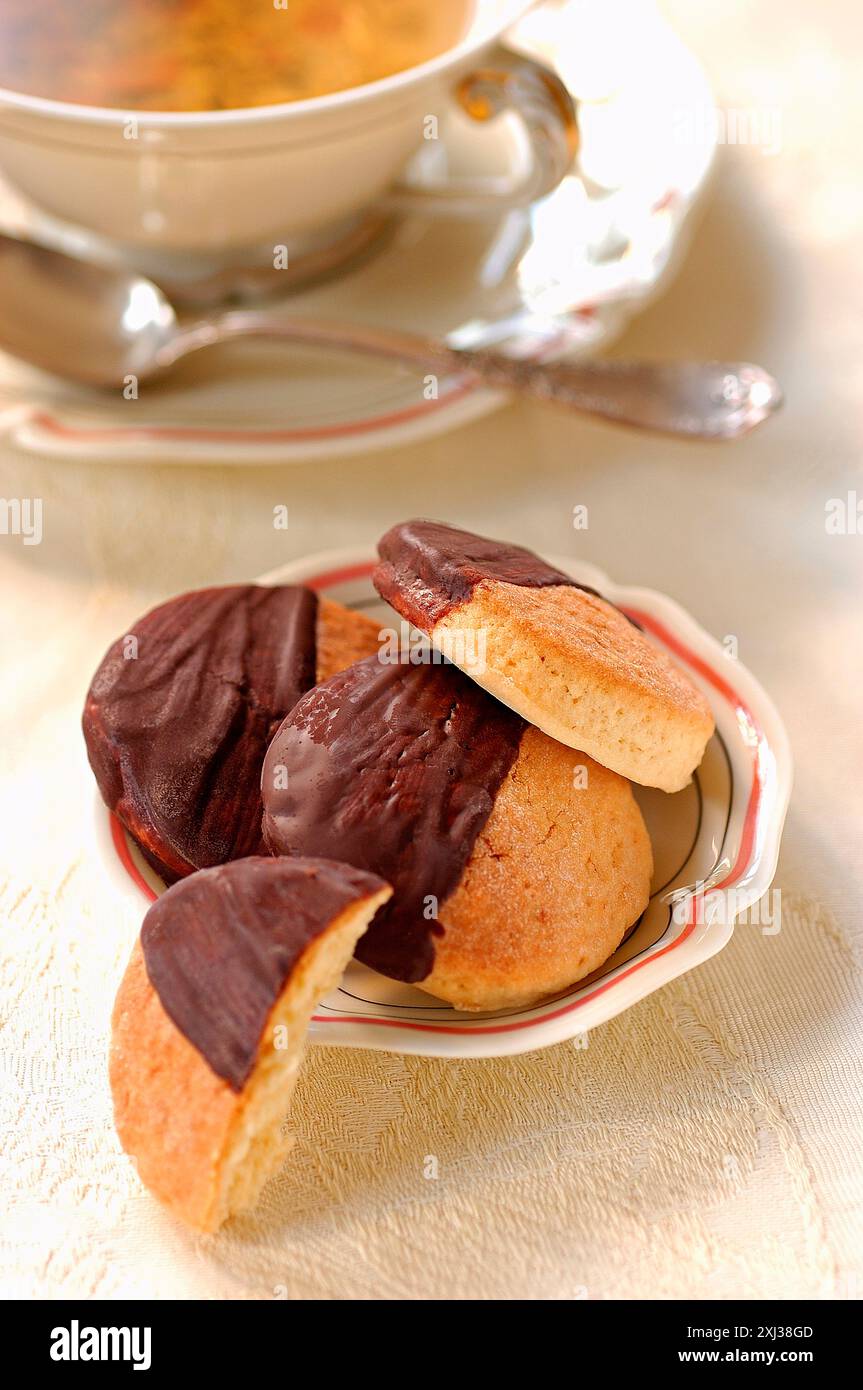 plain chocolate shortbread cookie cakes (topic: tea time Stock Photo ...