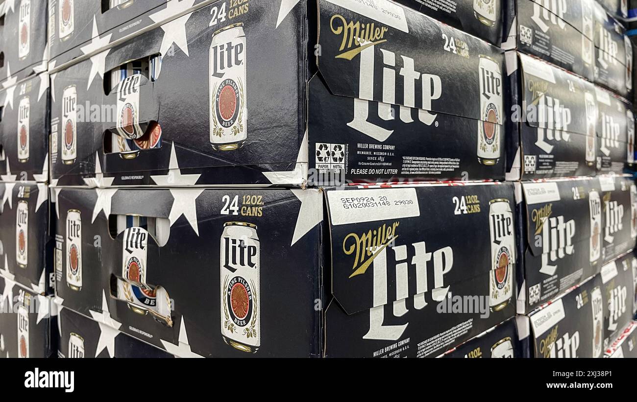 Indianapolis - July 4, 2024: Miller Lite Beer display. Miller beer is ...