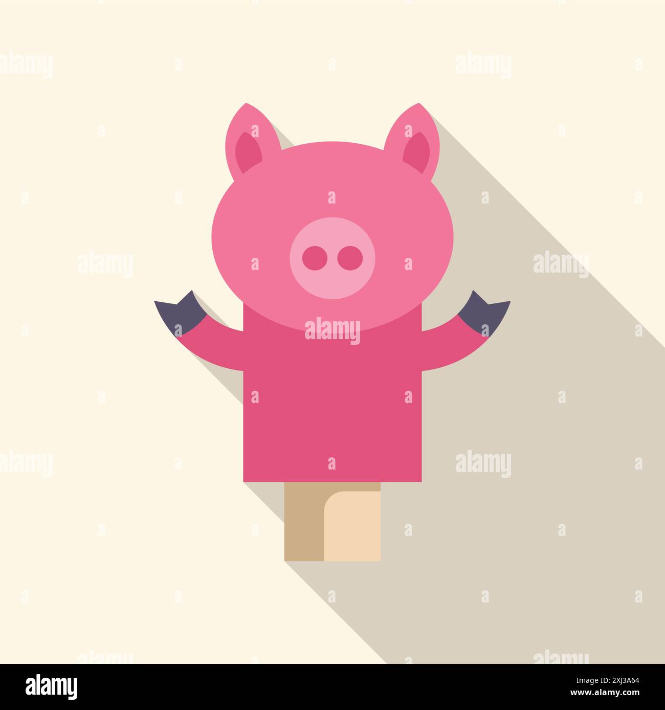 Pink pig hand puppet waving with its left arm raised Stock Vector Image ...