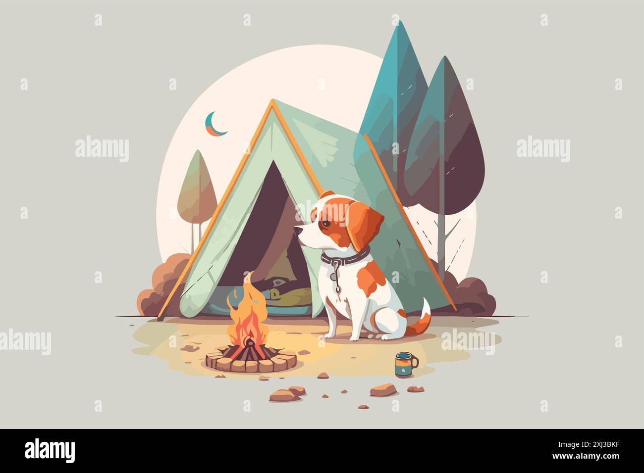 Dog Camping vector illustration Stock Vector Image & Art - Alamy