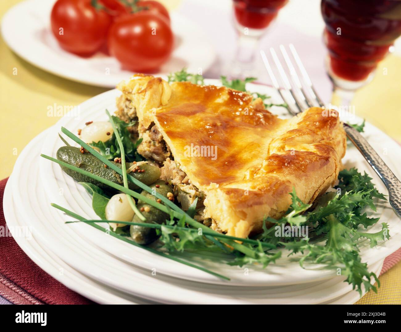 Two meat flaky pastry pie Stock Photo - Alamy