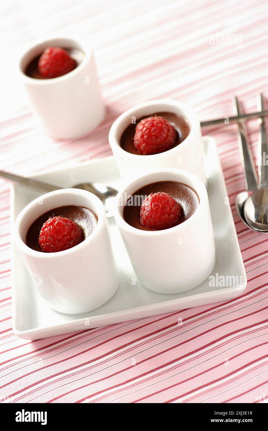 chocolate and raspberry cream desserts (topic: little tasty pots Stock ...
